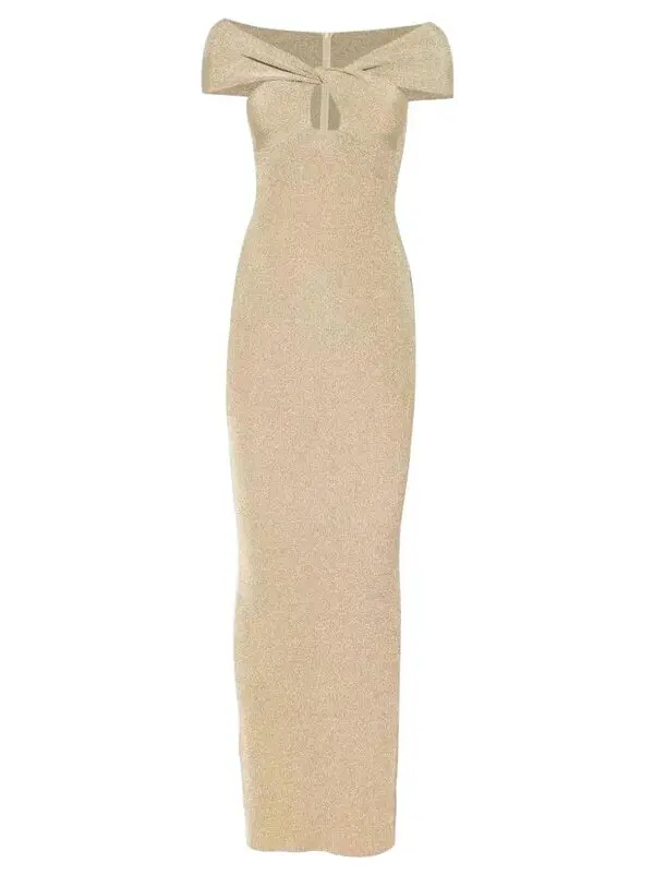Stella McCartney Off-shoulder Twist Maxi Dress - Gold