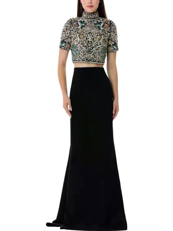 DINA MELWANI Crystal-embellished Top And Maxi Skirt - Black