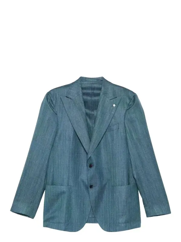 LUIGI BIANCHI MANTOVA Button Wool Blazer - Blue