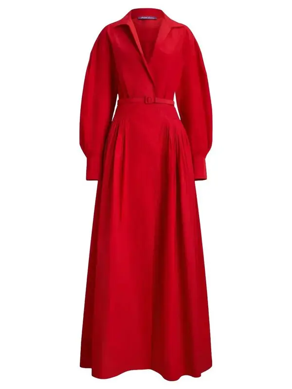 Ralph Lauren Daley Point-collar Maxi Dress - Red
