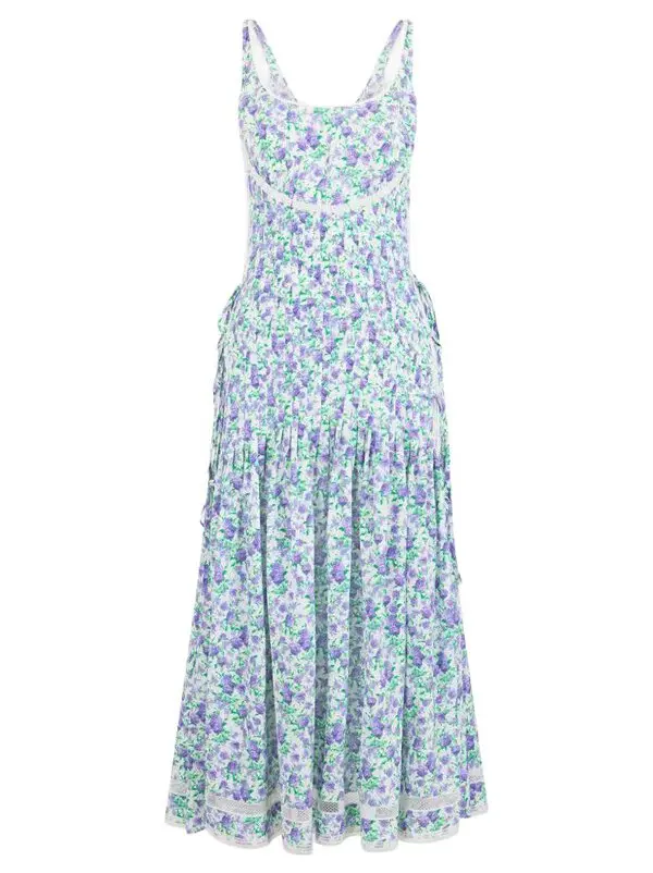 Rabanne Floral Lace Midi Dress - White