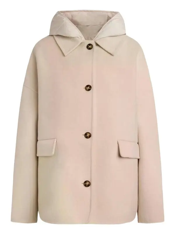 12 STOREEZ Hooded Merino-wool Coat With Pockets - Neutrals