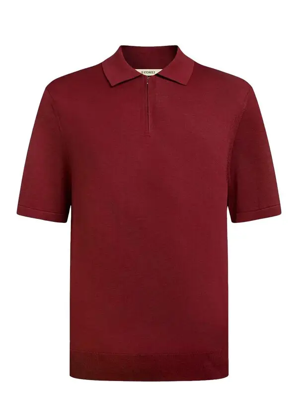 12 STOREEZ Zip Silk-cotton Polo Shirt - Red