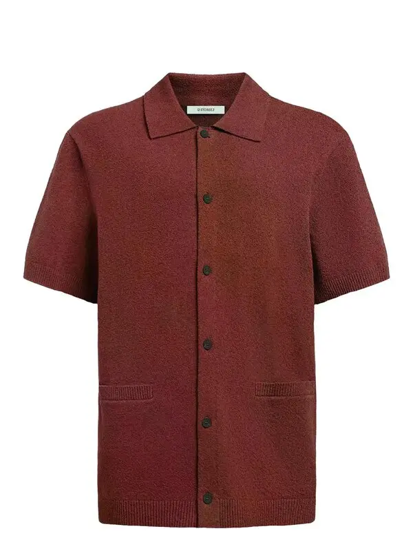 12 STOREEZ Textured Button Knit Shirt - Red