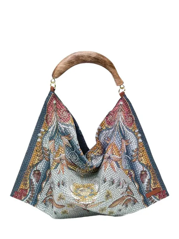 Farm Rio Printed Tote Bag With Wooden Handles - Brown