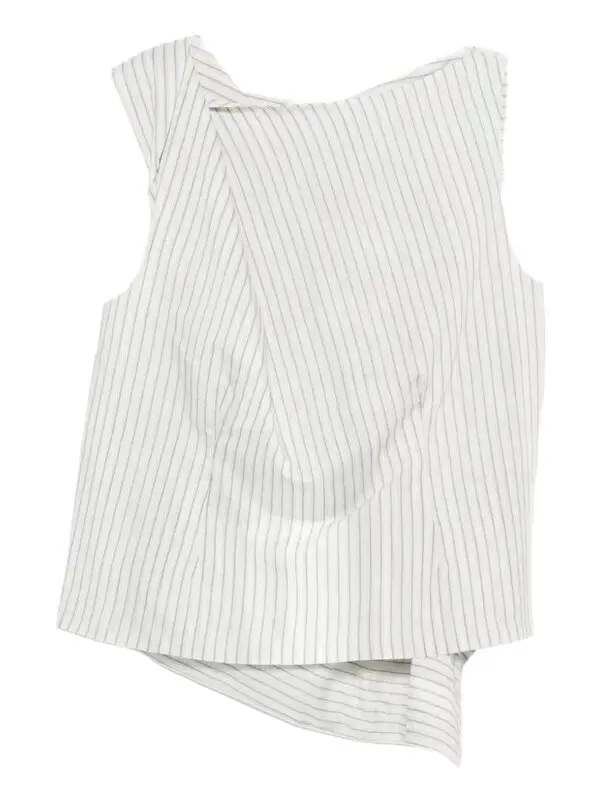 RÓHE Draped Striped Blouse - White