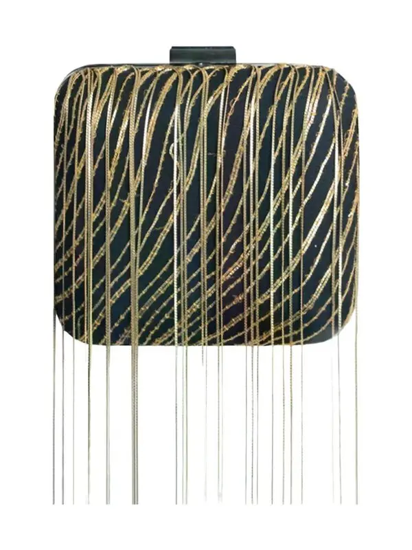GEMY MAALOUF Fringed Clutch Bag - Black
