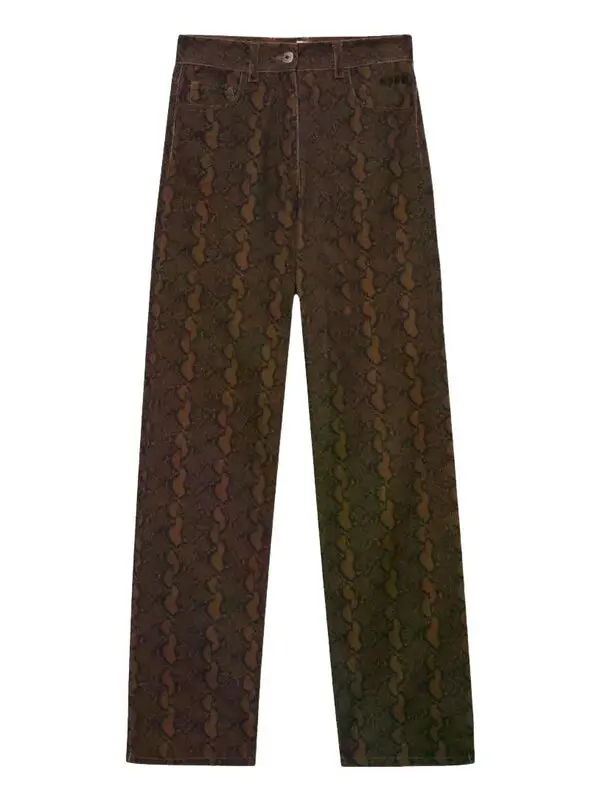 MSGM Printed Wide Leg Jeans - Brown