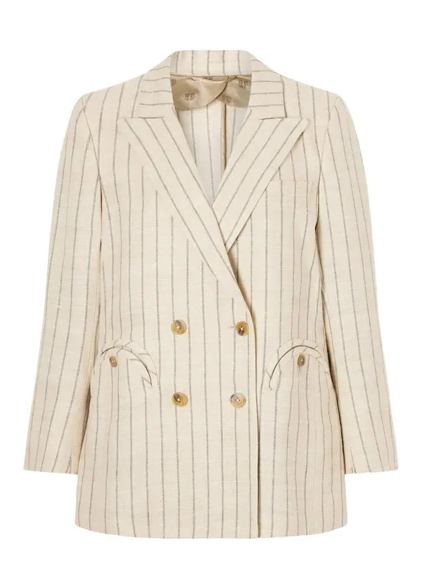 BLAZÉ MILANO Serene Everyday Striped Canvas Blazer - Neutrals