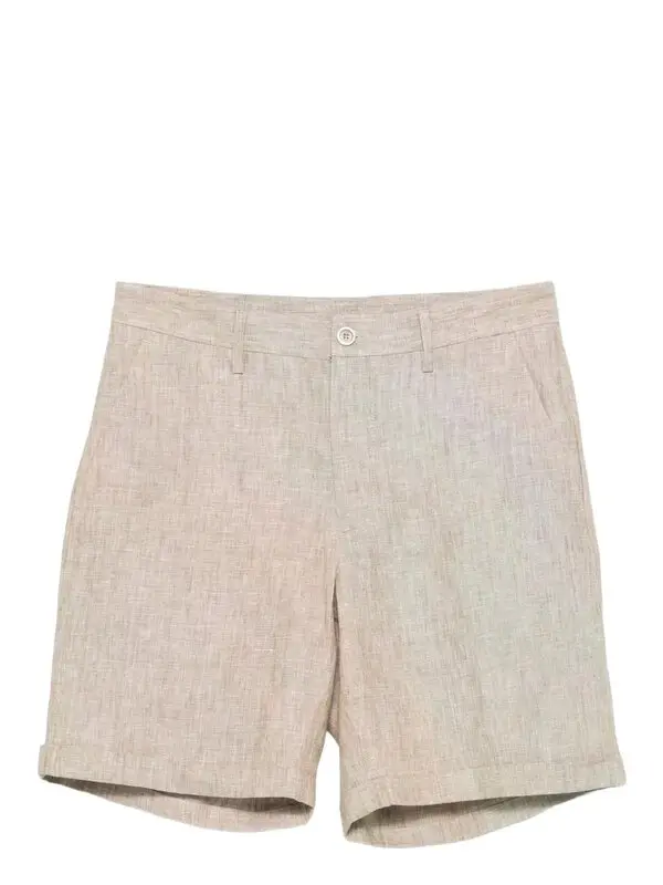 120% Lino Slub-texture Tailored Shorts - Neutrals