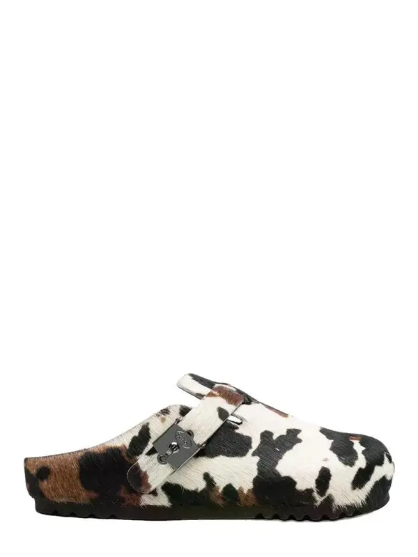 DR. SCHOLL'S SHOES Cow-print Calf-hair Mules - White