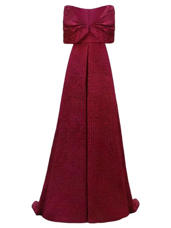 GEMY MAALOUF Plunging V-neck Maxi Dress - Red
