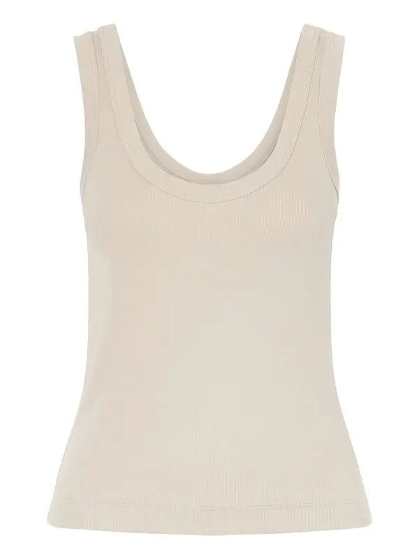 Brunello Cucinelli Ribbed Cotton-blend Jersey Tank - Beige