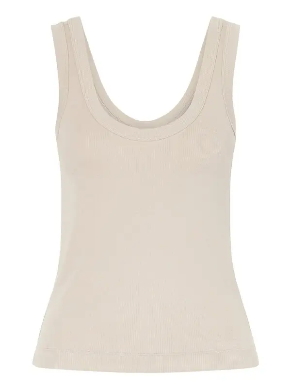 Brunello Cucinelli Ribbed Cotton-blend Jersey Tank - Neutrals