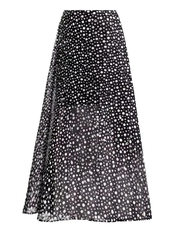 GEMY MAALOUF Polka Dot Print Midi Skirt - Black