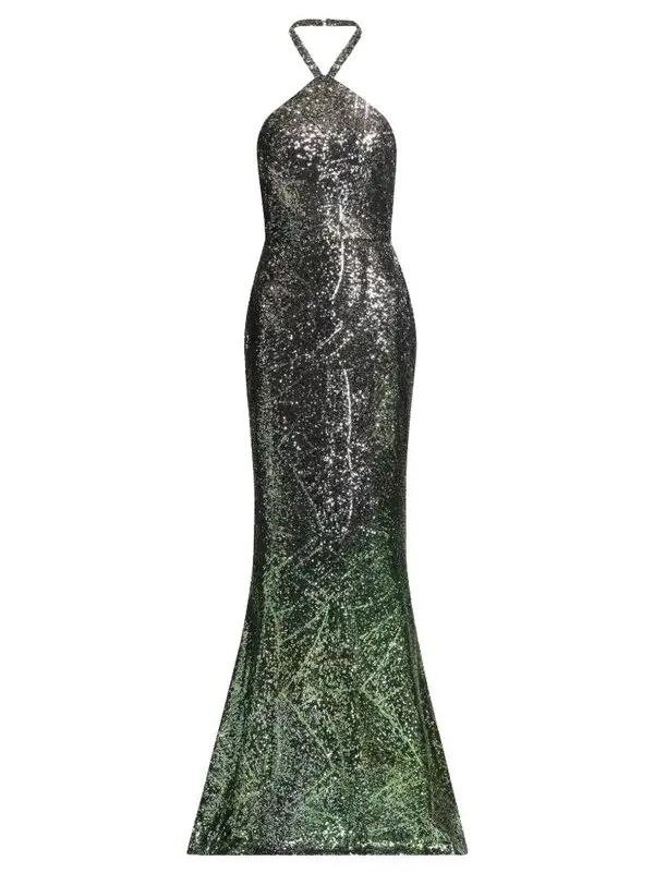 Elie Saab Sequin-embellished Halter-neck Maxi Dress - Black