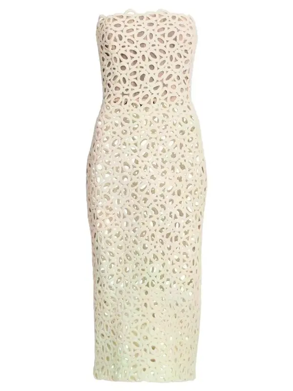 Elie Saab Strapless Midi Dress - Neutrals