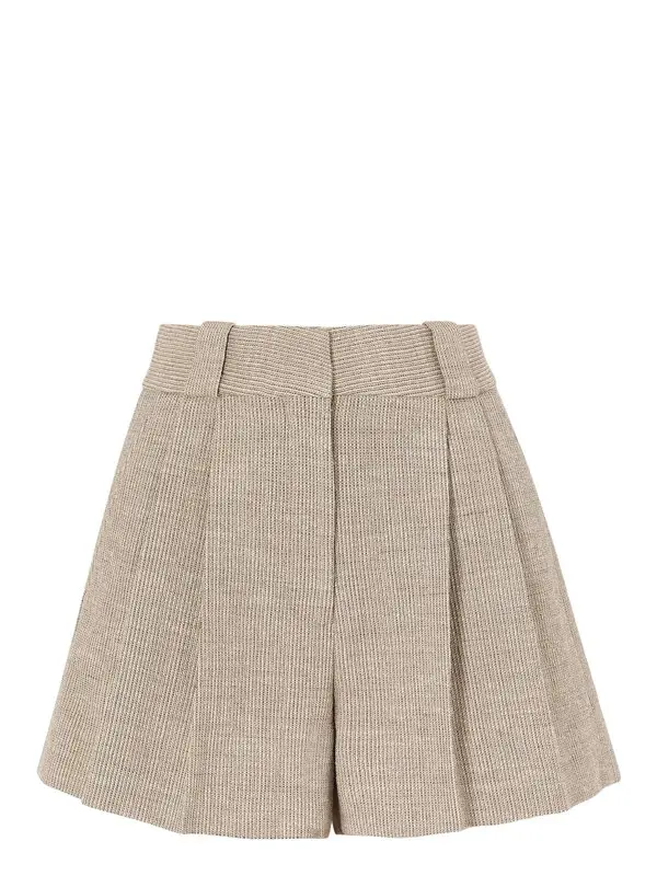 BLAZÉ MILANO Marina Selle Pleated Ribbed Cotton-blend Shorts - Beige