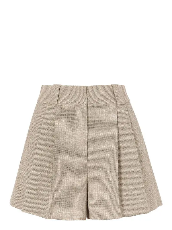BLAZÉ MILANO Marina Selle Pleated Ribbed Cotton-blend Shorts - Neutrals