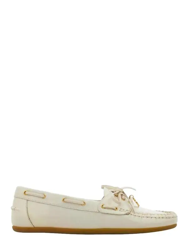 FERRAGAMO Leather Boat Shoes - White