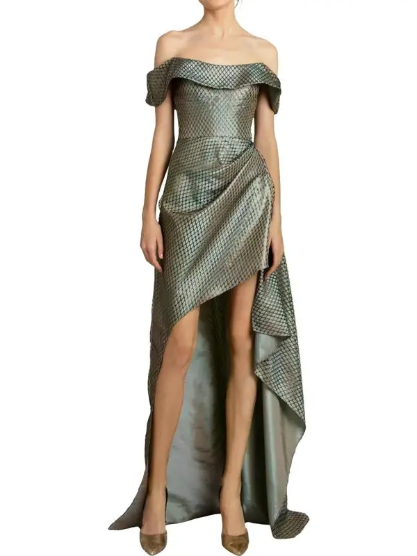 GEMY MAALOUF Off-shoulder Asymmetric Dress - Grey