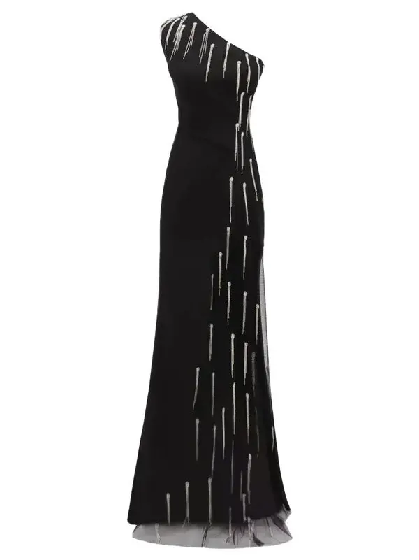 GEMY MAALOUF Embellished One-shoulder Maxi Dress - Black