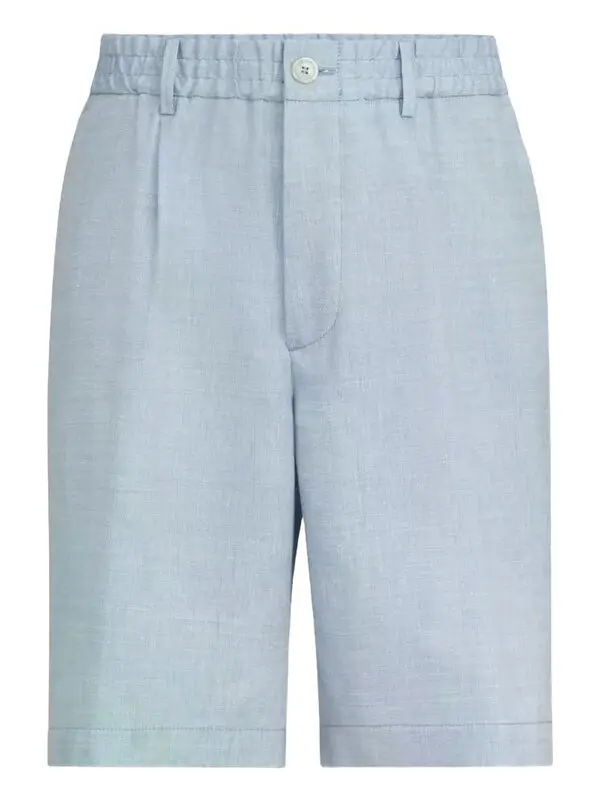 Brunello Cucinelli Linen And Virgin Wool Chevron Bermuda Shorts - Blue