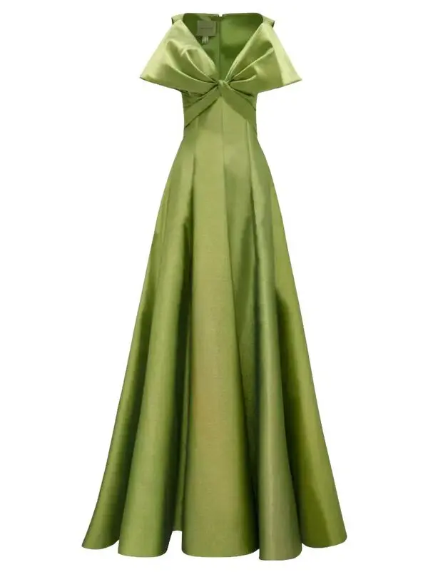 GEMY MAALOUF Bow-detail Maxi Dress - Green