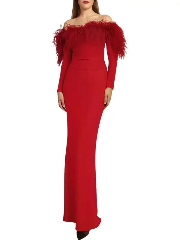 GEMY MAALOUF Off-shoulder Maxi Dress - Red