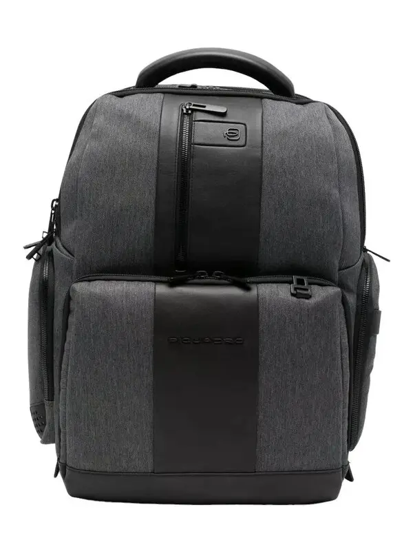 PIQUADRO Zip-up Leather Backpack - Grey
