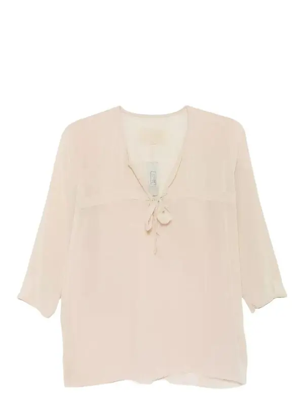 PRIVATE 0204 Tie-neck Blouse - Neutrals