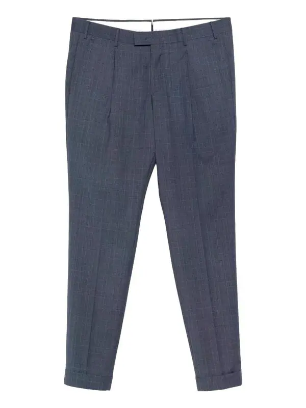 PT TORINO Check-pattern Pleated Trousers - Blue