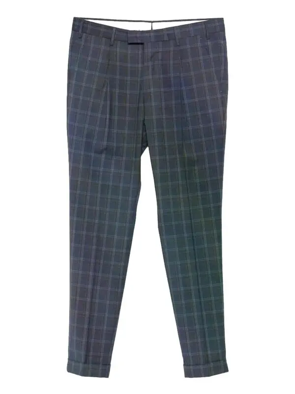 PT TORINO Check-pattern Pleated Trousers - Blue