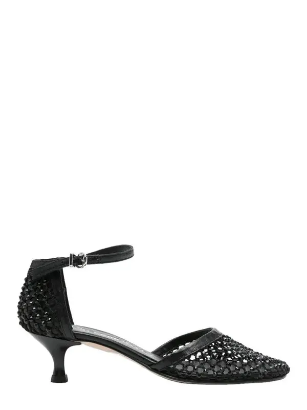 PEDRO MIRALLES Crystal-embellished Mesh Pumps - Black