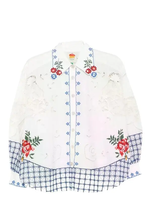 Farm Rio Richelieu Embroidered Broderie Anglaise Top - White