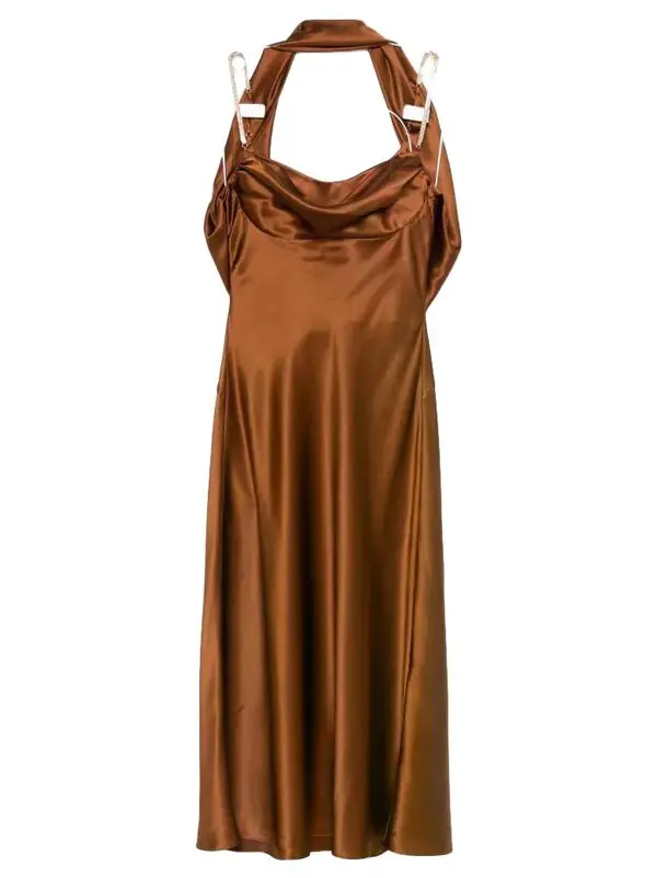 Rebecca Vallance Phoenix Crystal-embellished Halter-neck Midi Dress - Brown
