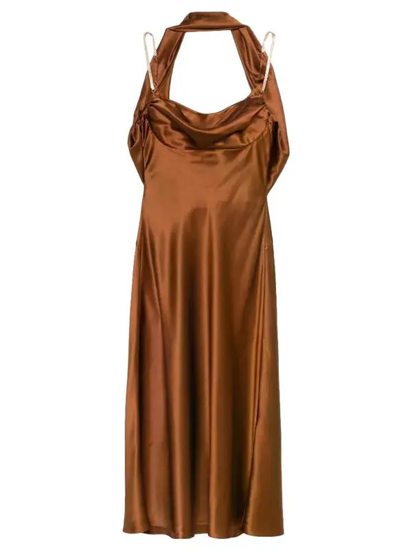 Rebecca Vallance Phoenix Crystal-embellished Halter-neck Midi Dress - Brown