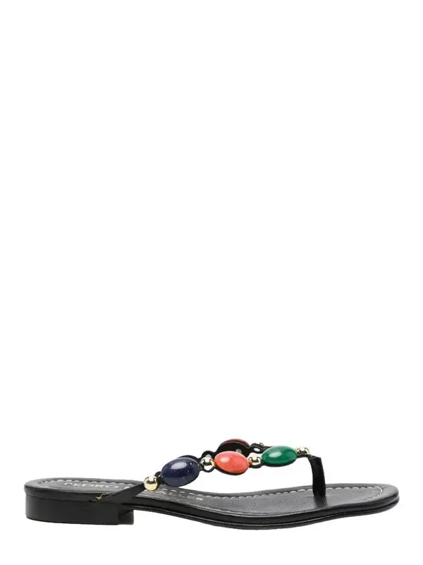 PEDRO MIRALLES Bead-embellished Thong Sandals - Black