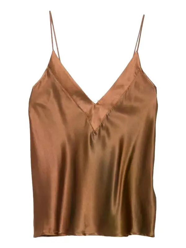 SOLOTRE V-neck Sleeveless Top - Brown