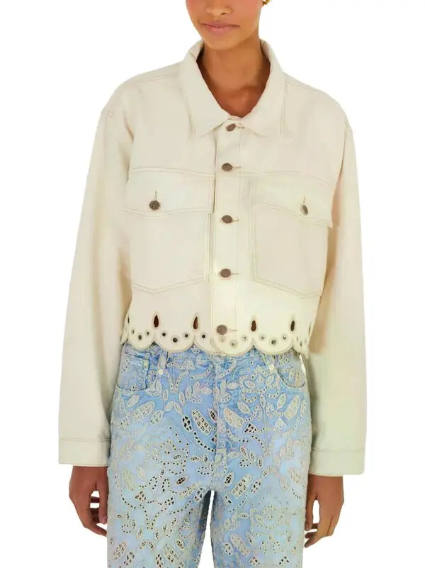 Farm Rio Richelieu Cut-out Cropped Jacket - Neutrals