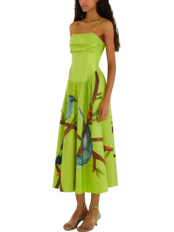 Farm Rio Printed Strap Dress - Green