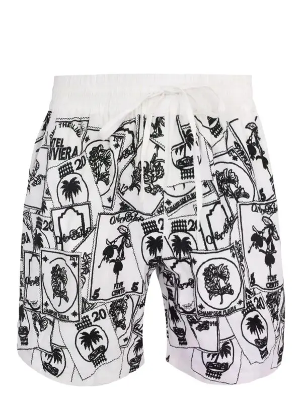 ONLY THE BLIND Printed Drawstring Shorts - White