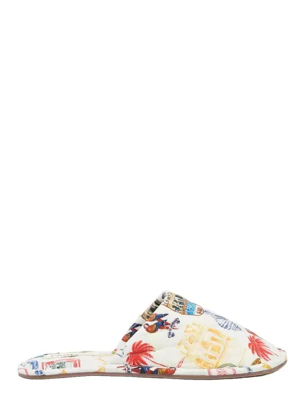 Farm Rio Tropical Print Slippers - White