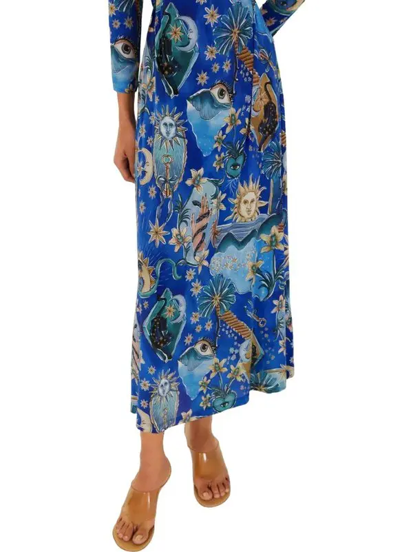 Farm Rio Twisted Print Midi Dress - Blue