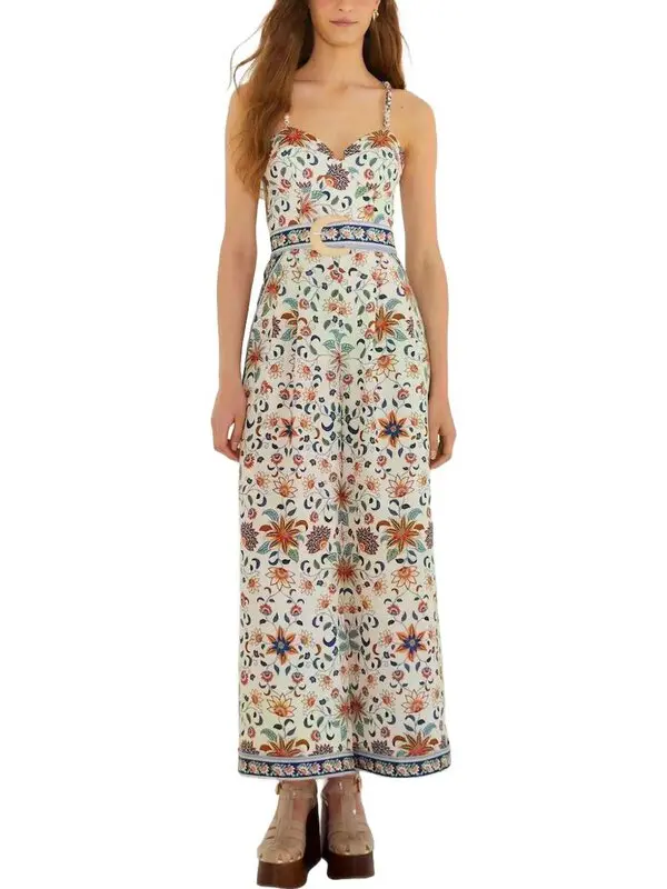 Farm Rio Floral Belted Dress - Neutrals