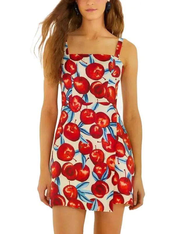 Farm Rio Cherry-print Mini Dress - White