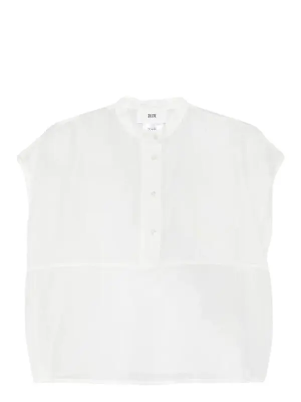 SOLOTRE Half-buttoned Blouse - White