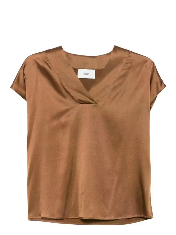 SOLOTRE V-neck Blouse - Brown
