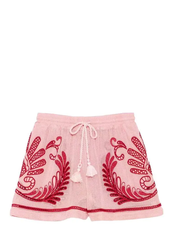 Farm Rio Arabesque Embroidered Shorts - Pink
