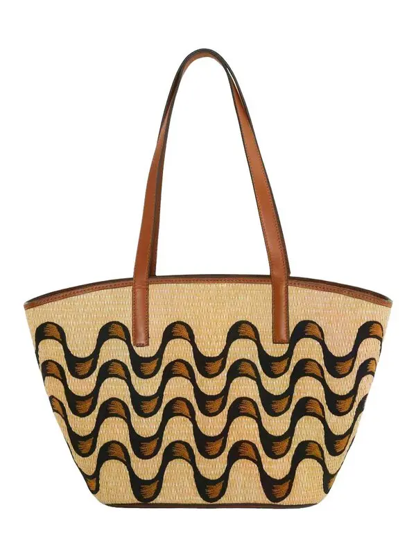 Farm Rio Raffia Printed Tote Bag - Neutrals